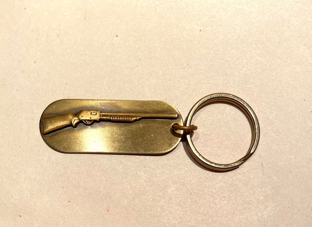 Brass Keyring, Key Fob, Rifle Design Key Holder- Medium Oval Keyring ...