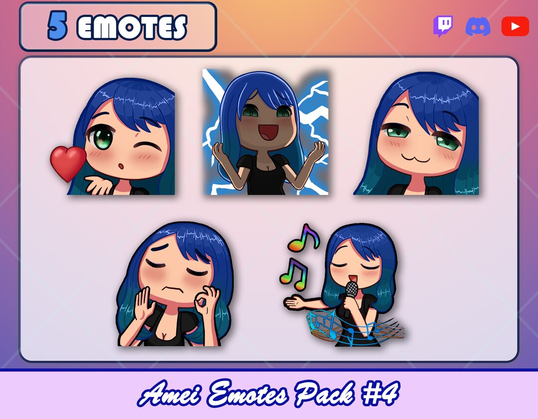 Emote Pack Chibi Girl for Twitch Discord amei Pack 4 - Etsy
