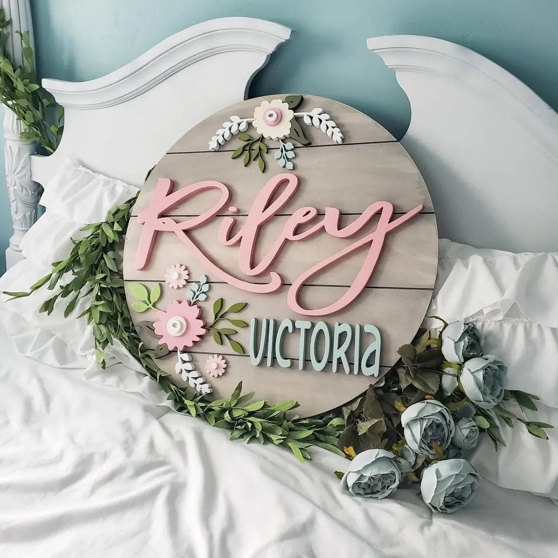 Custom Baby Name Wall Hanging Canvas Art Personalized Baby Gift Nursery ...