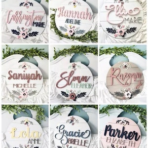 Custom Baby Name Wall Hanging Canvas Art Personalized Baby Gift Nursery ...