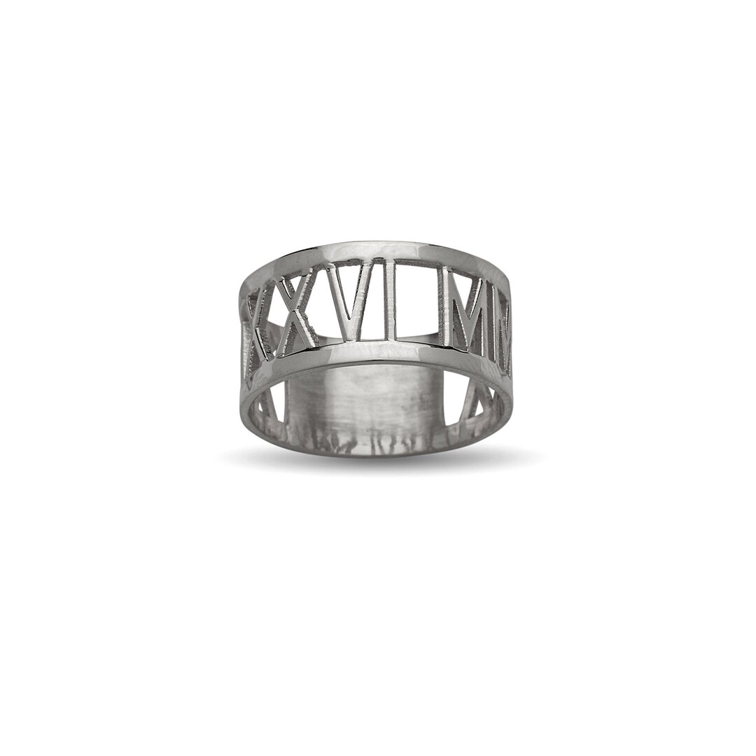 Custom Roman Numerals .925 Sterling Silver Ring - Etsy