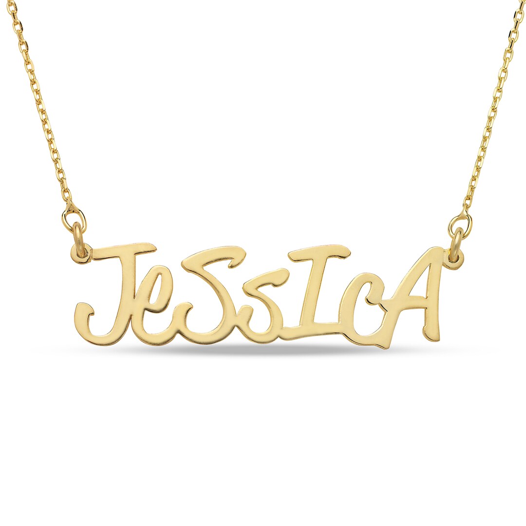Freestyle Letters Gold Nameplate Necklace - Etsy