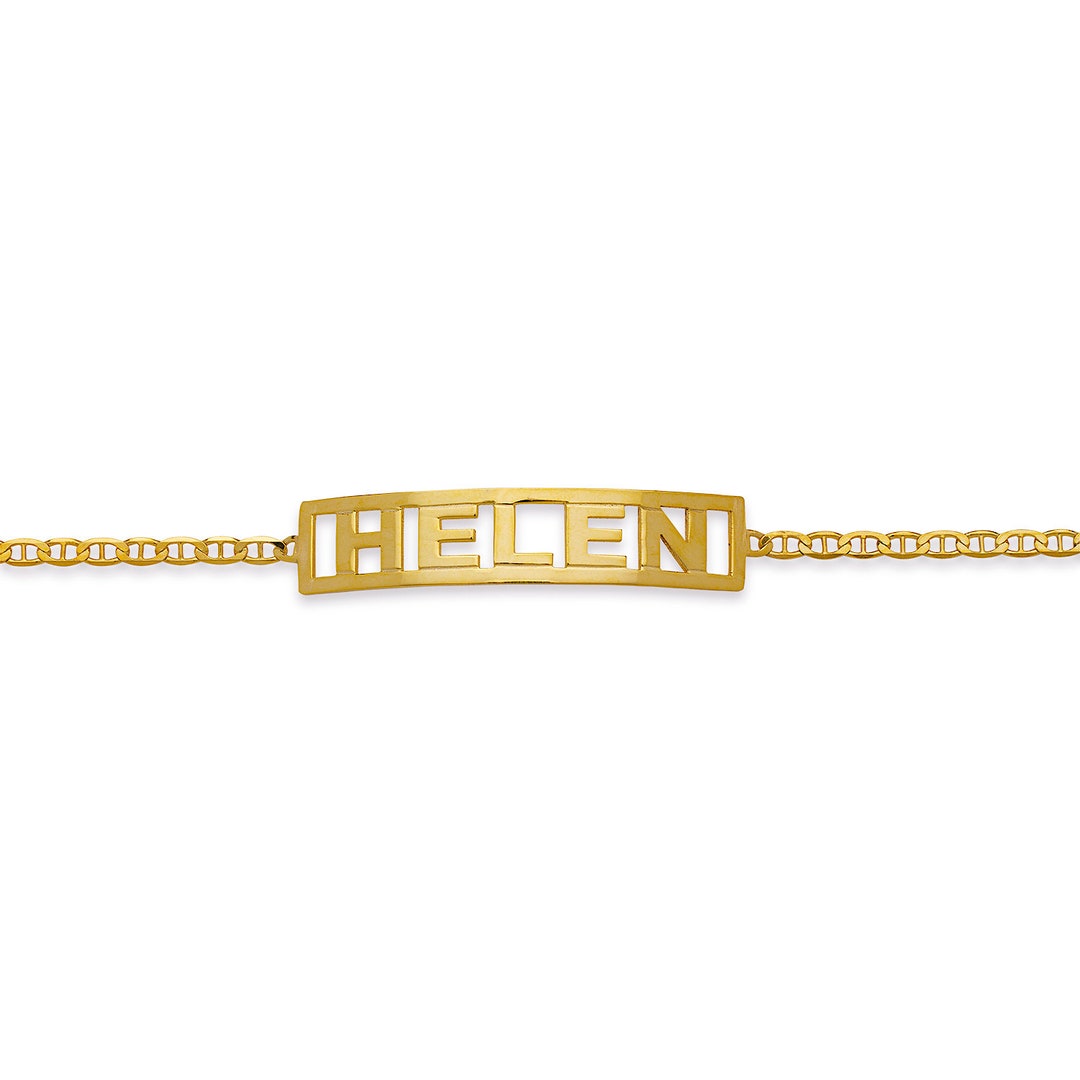 Personalized Block Gold Single Nameplate Bracelet - Etsy