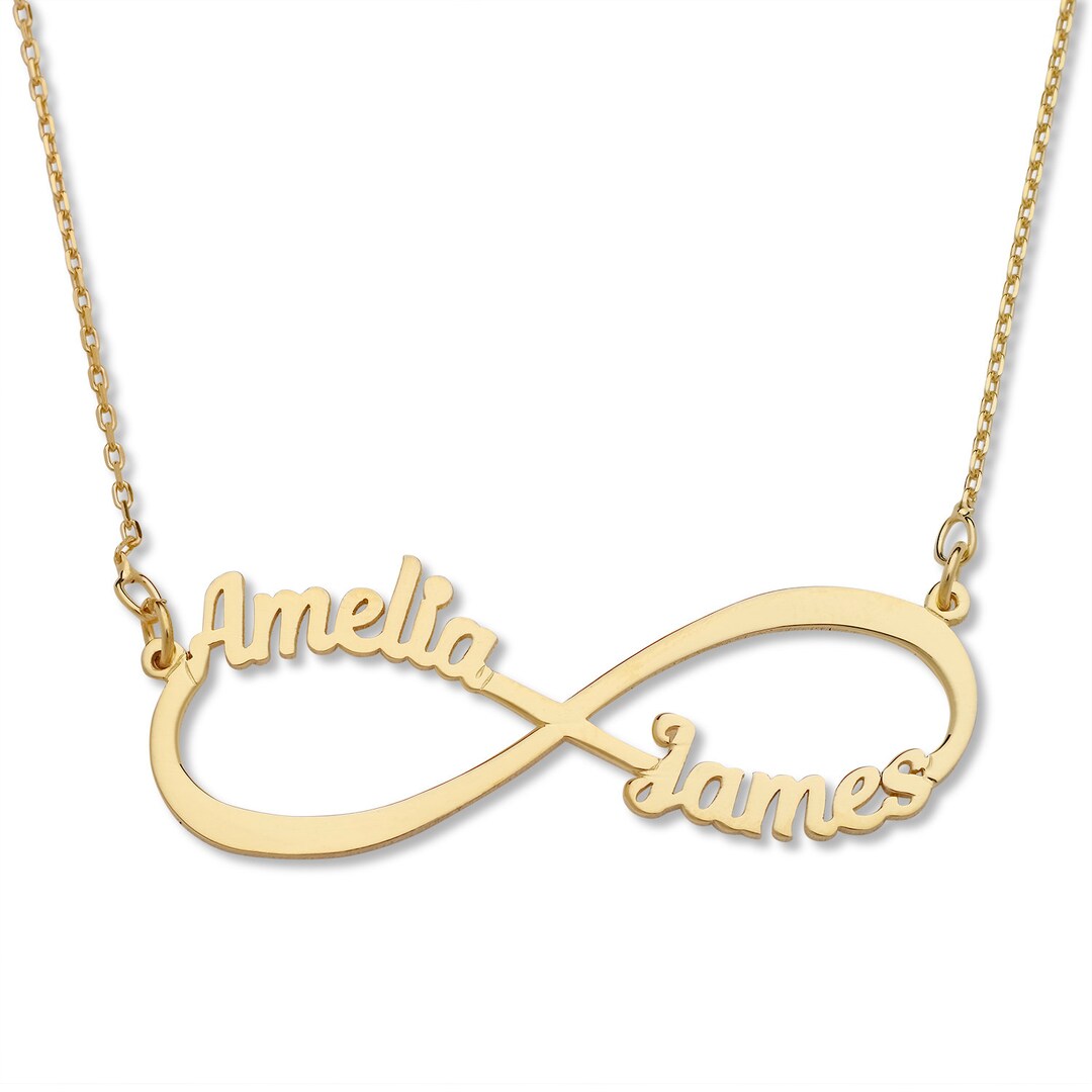 Gold Infinity Two Names Nacklace - Etsy