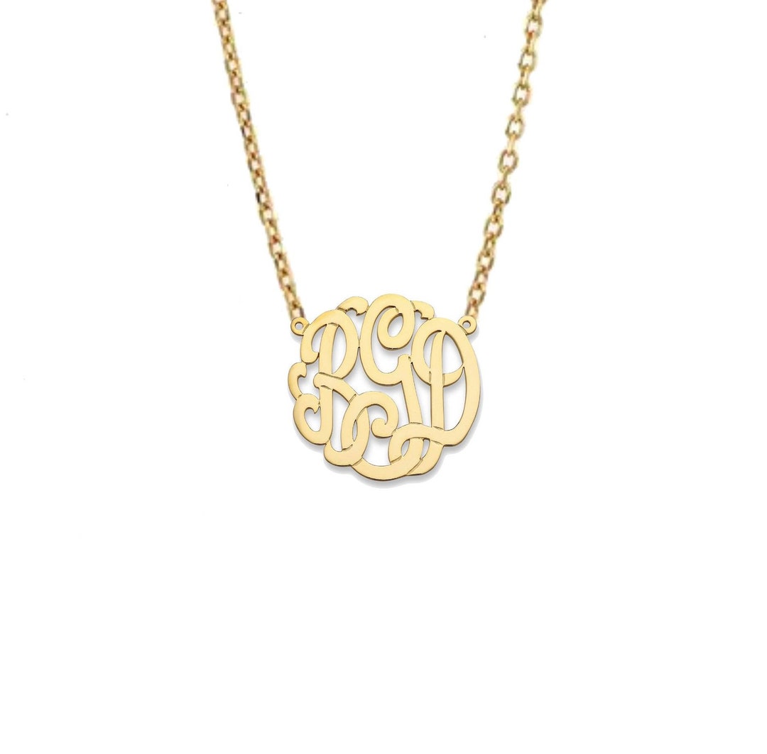 Monogram Gold Necklace Classic Script Small - Etsy