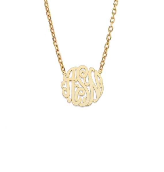 Medium 10K Gold Script Monogram Necklace, 60% OFF