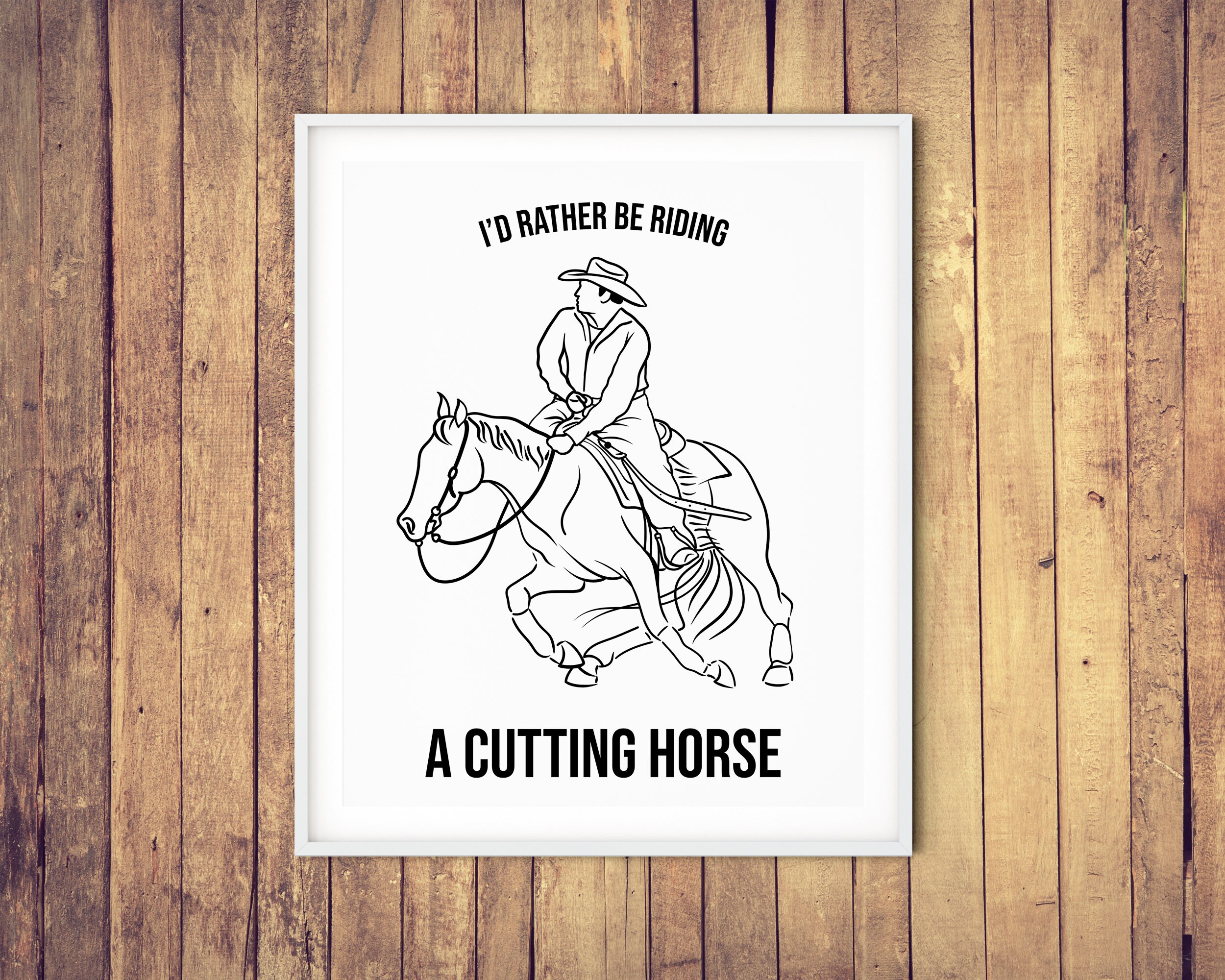 Cutting Horse Printable Wall Art - Minimalist Equestrian Line Art ...