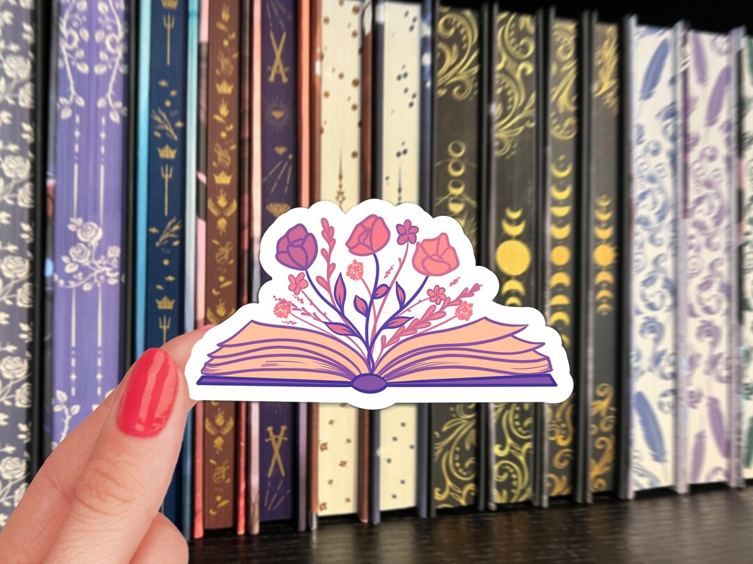 Floral Book Sticker / Open Book Sticker / Reading Sticker / Book ...