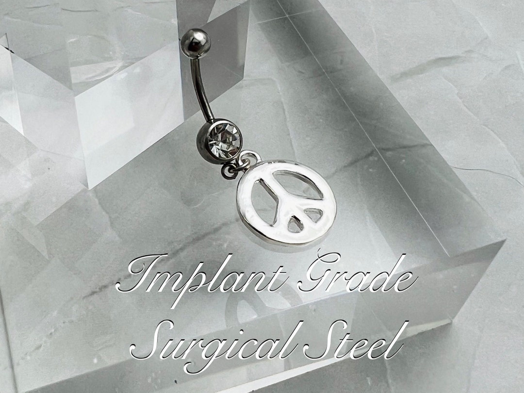 14G Peace Sign Implant Grade Surgical Steel Belly Button Navel Ring - Etsy