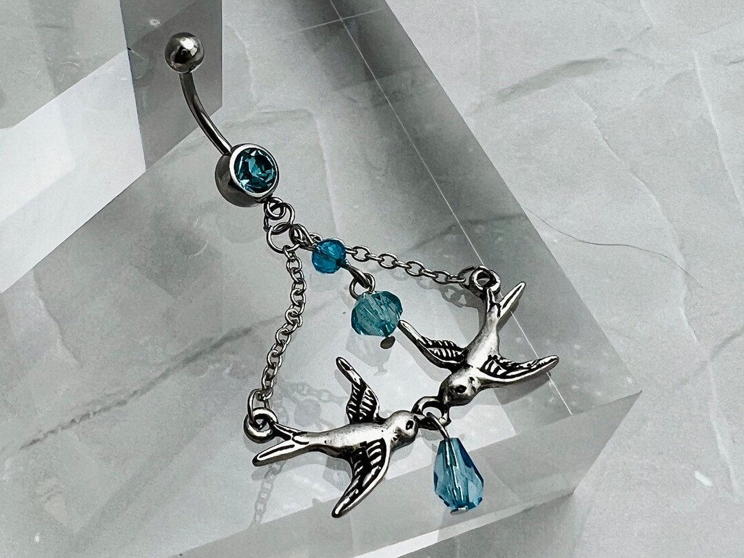 Love Birds Belly Ring 14G Implant Grade Surgical Steel Belly Button ...