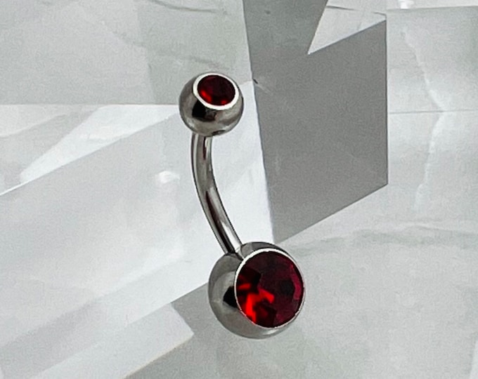 Blood Red Heart Belly Button Ring, ASTM F 136 Titanium Cubic Zirconia ...