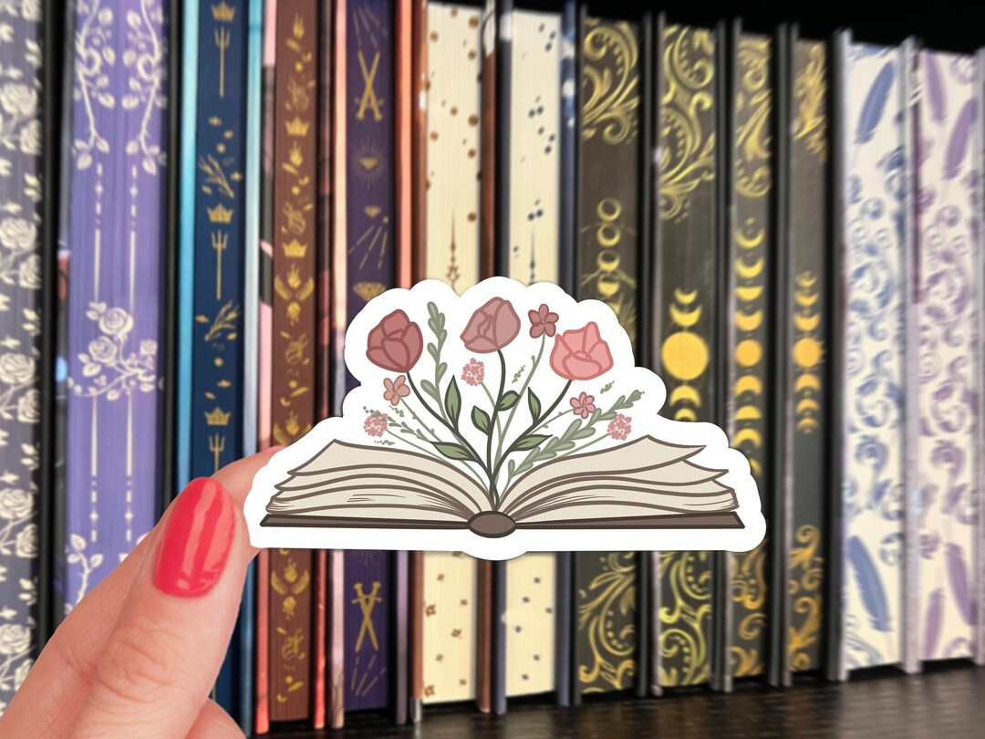 Floral Book Sticker / Open Book Sticker / Reading Sticker / Book ...