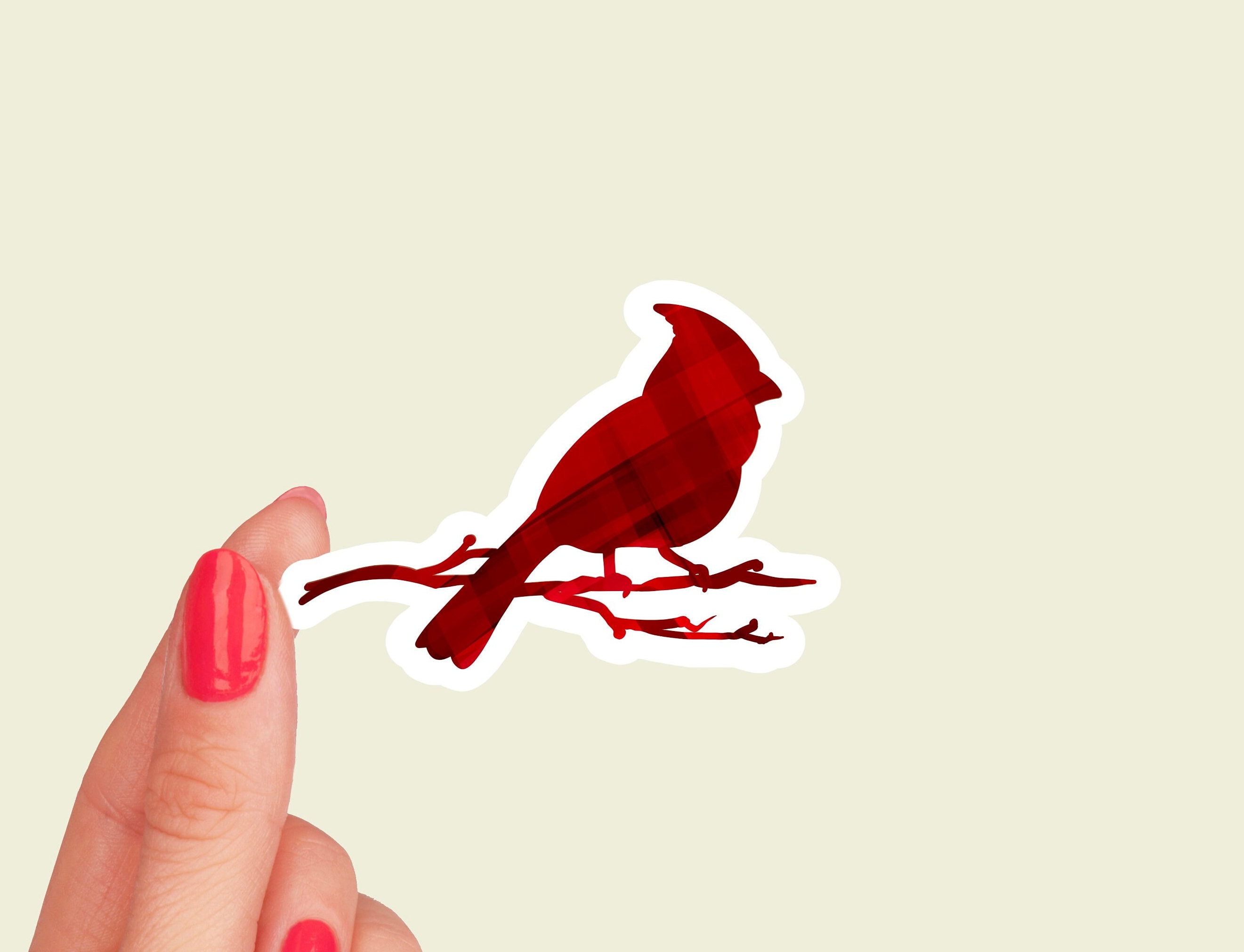 Cardinal Vinyl Sticker Red Cardinal Bird on Branch - Etsy