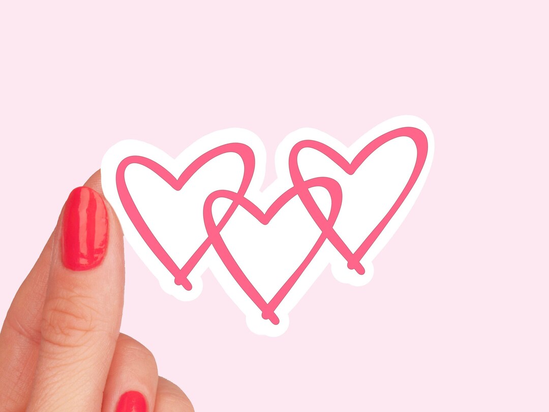 3 Hearts Vinyl Sticker - Etsy
