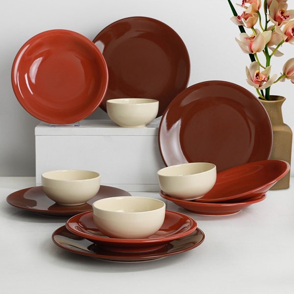 White and Red Dinnerware - Etsy
