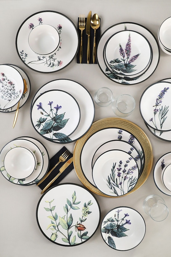 Dinnerware Set 24 Pcs Dinnerware Set Ceramic Dinnerware Set - Etsy