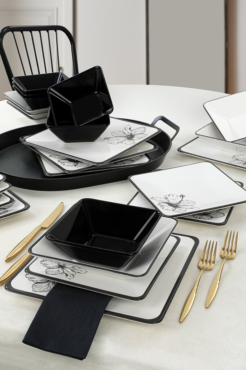 Square Dinner Set, Dinnerware, Serving, Dining, 24 Pcs Plate, Dish - Etsy