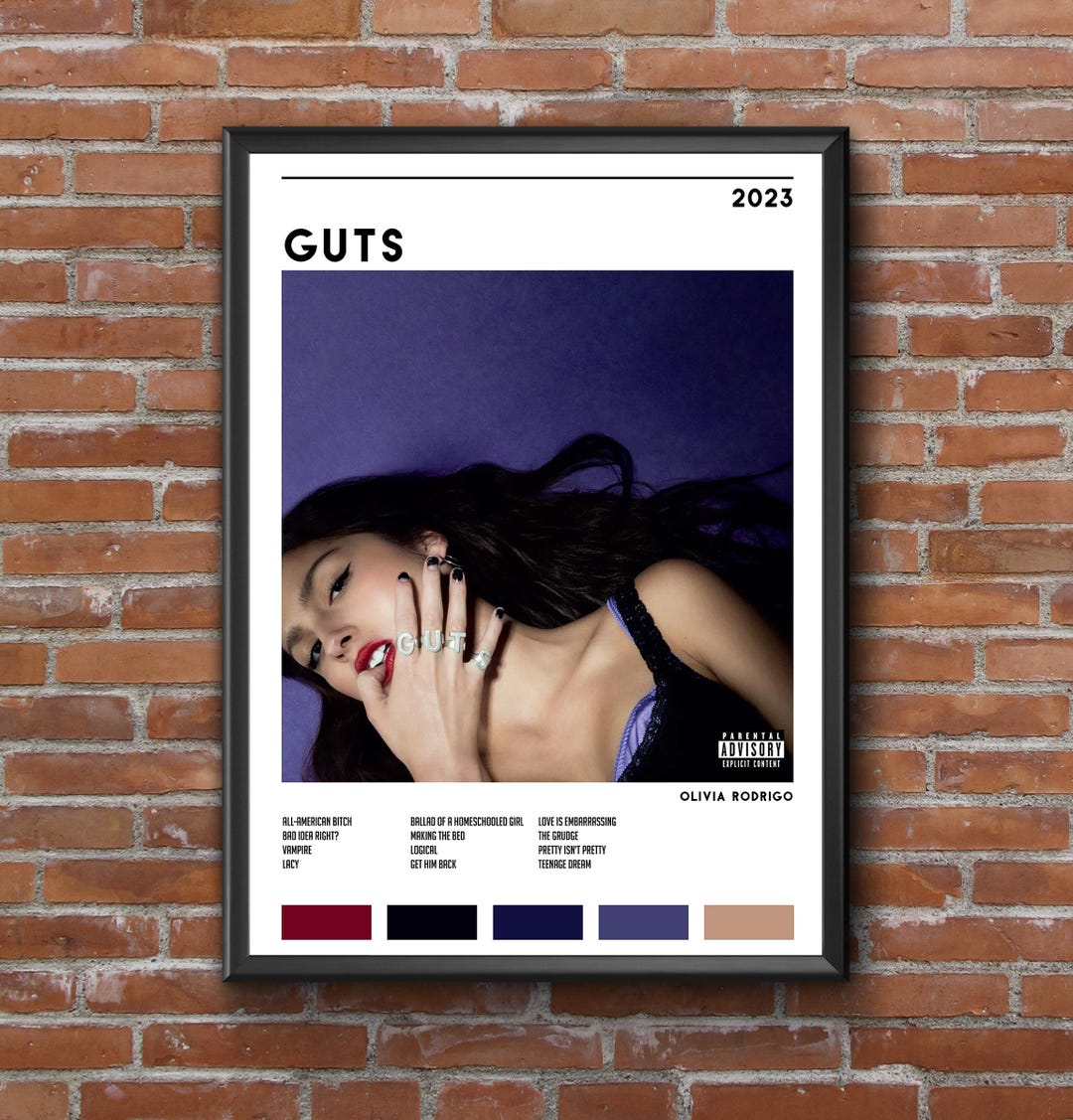Olivia Rodrigo - Guts - Album Cover Poster - Music Lover Gift ...