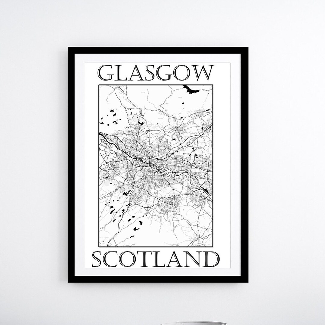 Glasgow Scotland Minimalist Map Art Print Custom Map Poster - Etsy