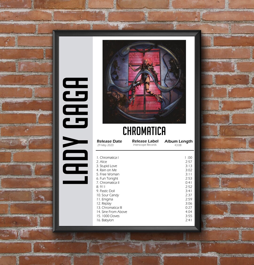 Lady Gaga Chromatica - Album Cover Poster - Music Lover Gift ...