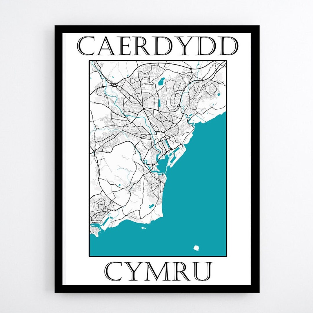 Caerdydd Cymru Welsh Minimalist Map Art Print Custom Map Poster Any ...