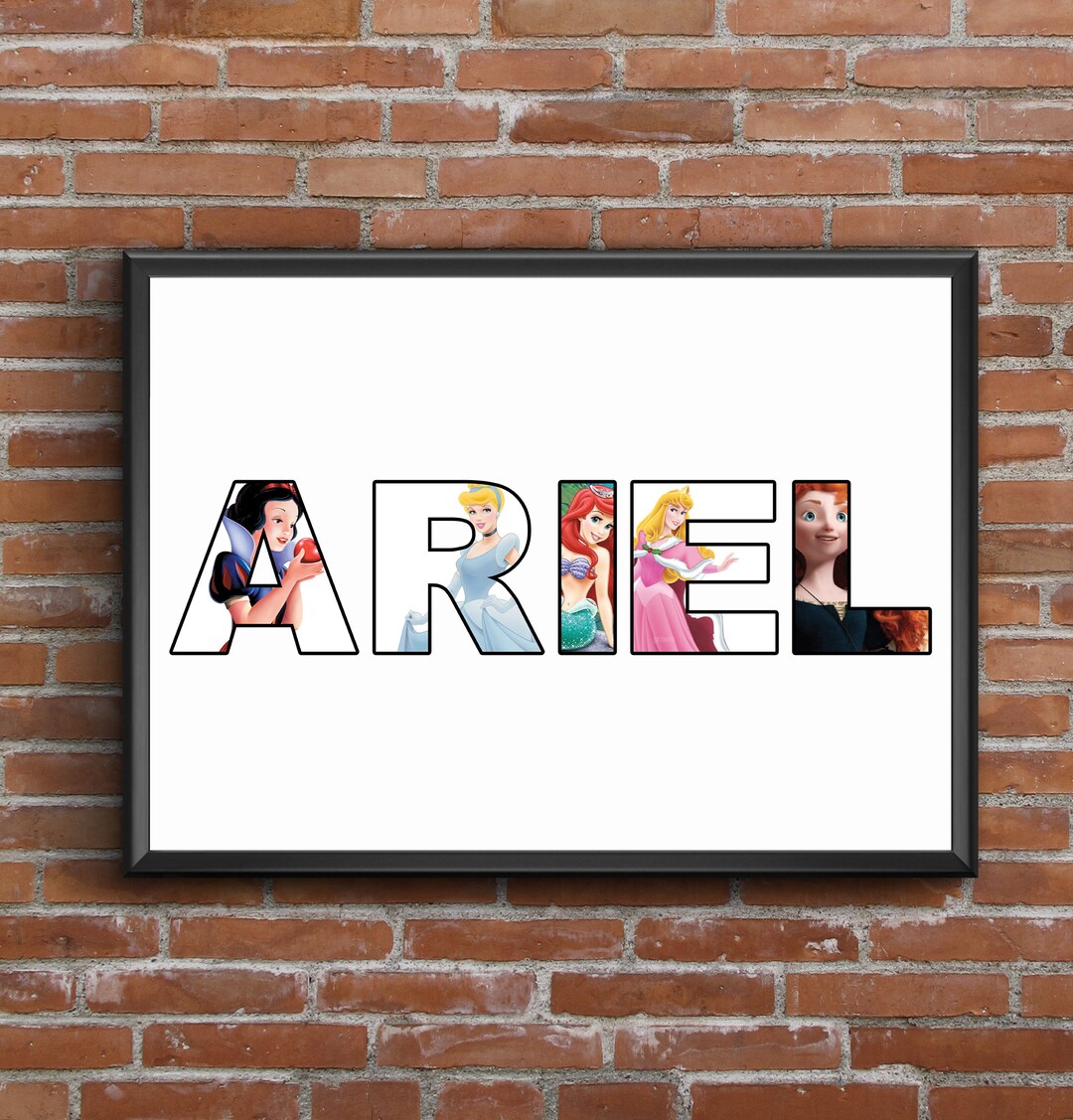 Personalised Disney Princess Name Print - Available in Framed and ...