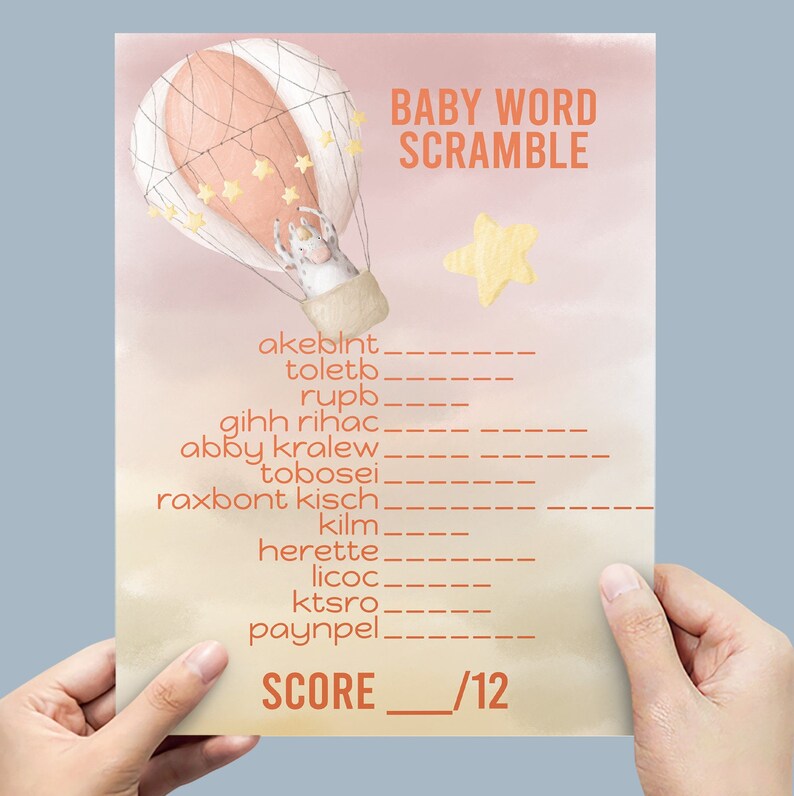 Baby Word Scramble Game Baby Shower Game Instant Download | Etsy