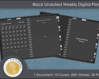 Digital Undated Black Daily Planner for Goodnotes Digital - Etsy