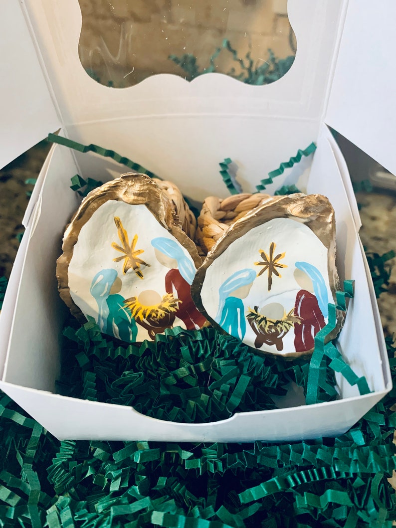 Set of 4 Handpainted Oyster Shell Nativity Napkin Holders - Etsy
