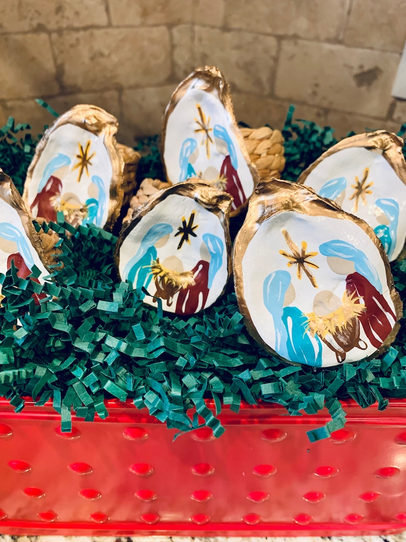Set of 4 Handpainted Oyster Shell Nativity Napkin Holders - Etsy