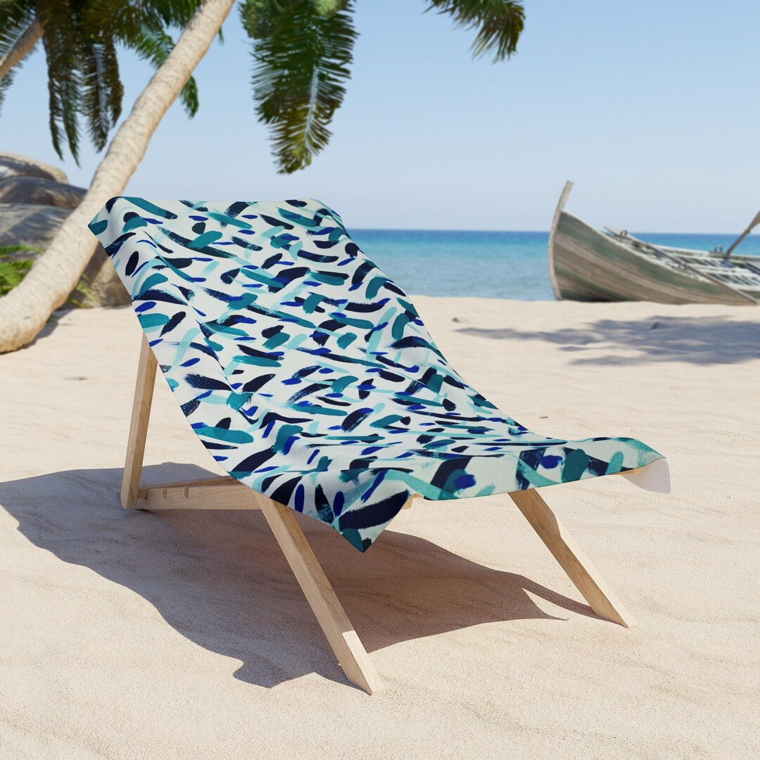 Abstract Blue Beach Towel - Stylish Tanning Towel, Poolside Essential ...
