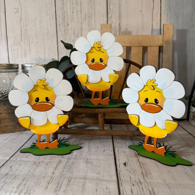 Easter Duck Shelf Sitter, Daisy Duck Spring Decor, Wooden Chick Tiered ...