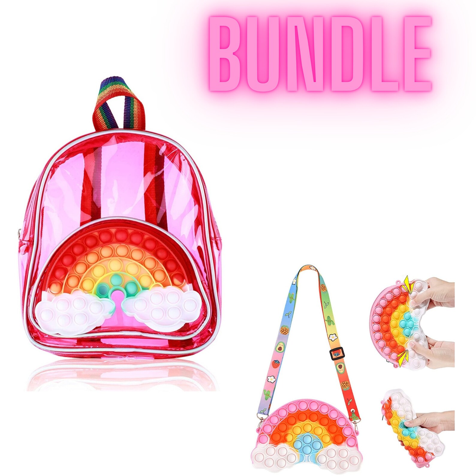 Bundle 2 Pcs: Pop Backpack for Kids & Shoulder Bag, Rainbow - Etsy