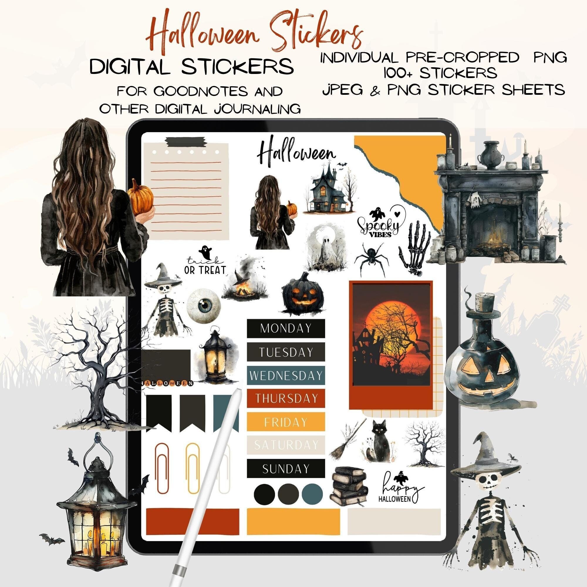 HALLOWEEN GOODNOTES STICKERS, Digital Stickers, Halloween Digital ...