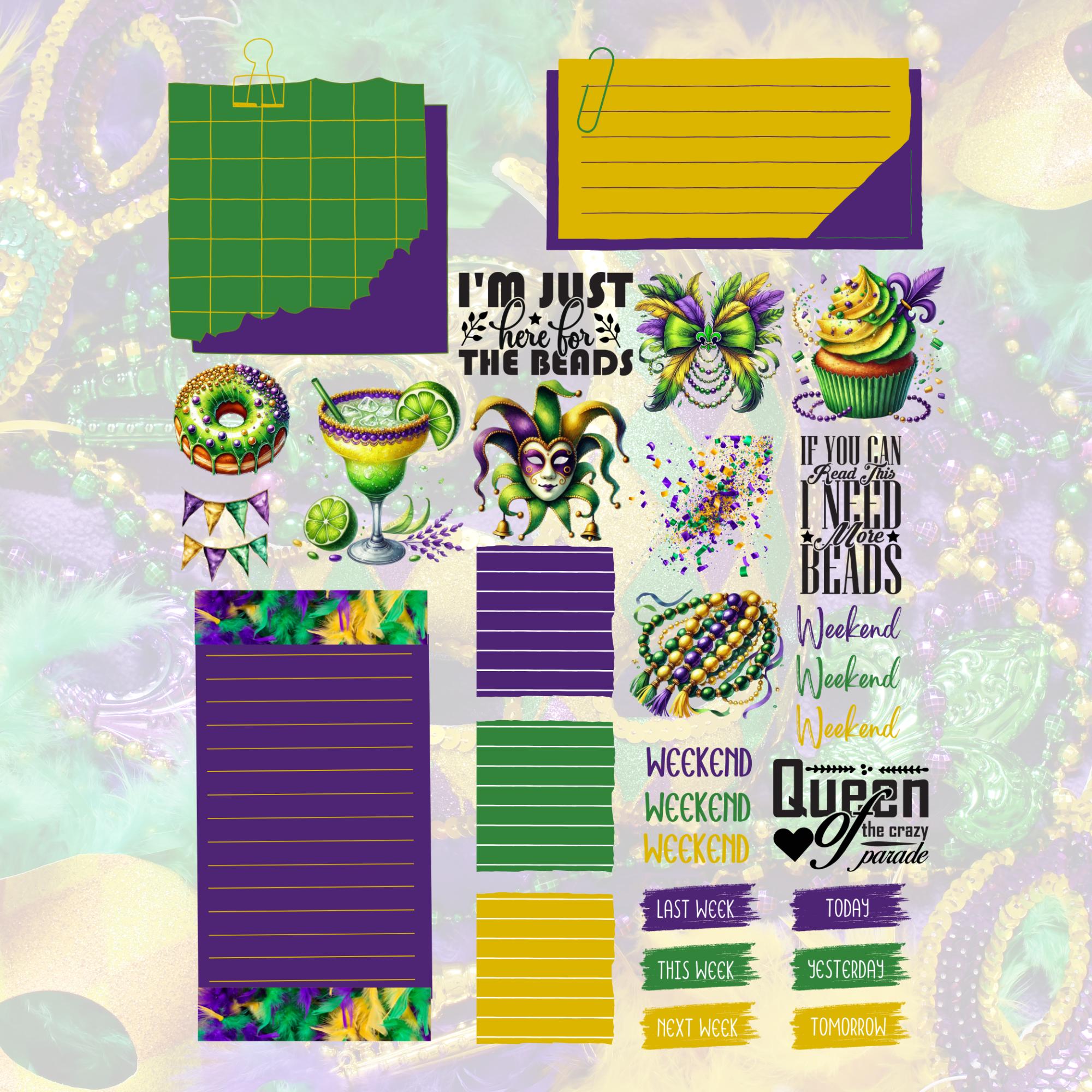 Mardi Gras Digital Stickers, Goodnotes Planner Stickers (PNG) - Etsy