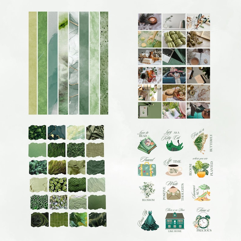 GREEN Aesthetic GOODNOTES STICKERS, Digital Stickers, Green Digital ...