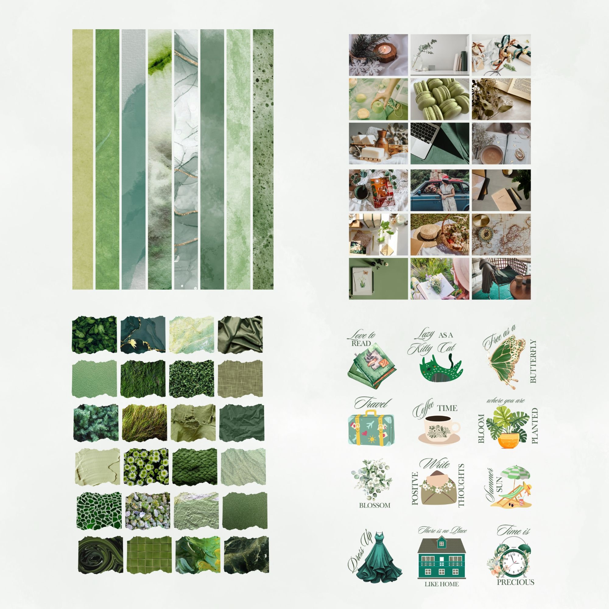 GREEN Aesthetic GOODNOTES STICKERS, Digital Stickers, Green Digital ...