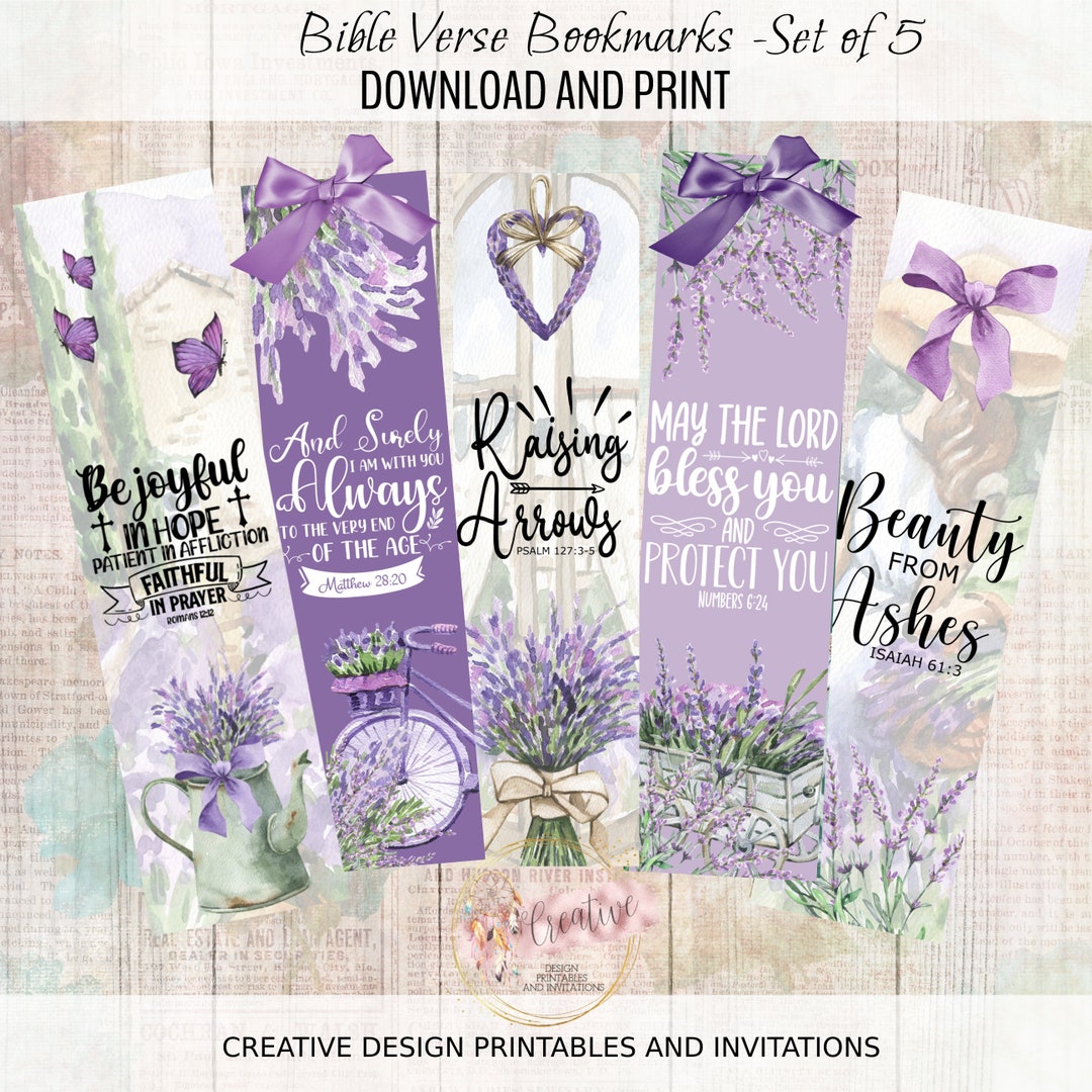 Lavender Bible Verse Bookmarks, Set of 5 (digital Download) - Etsy