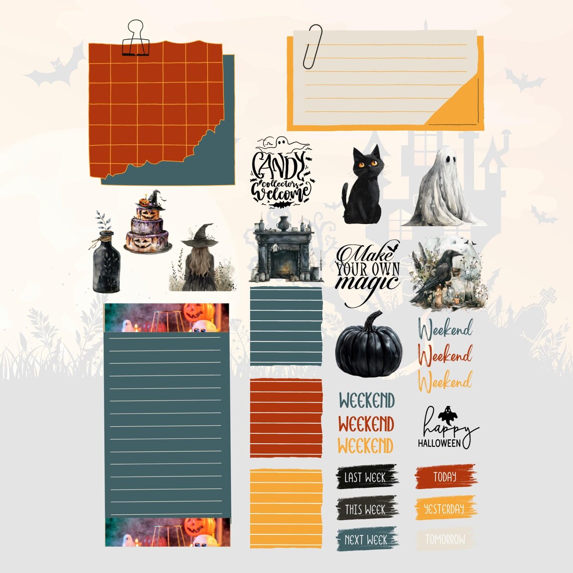 Halloween Goodnotes Stickers, Digital Journaling, iPad Planner (PNG) - Etsy