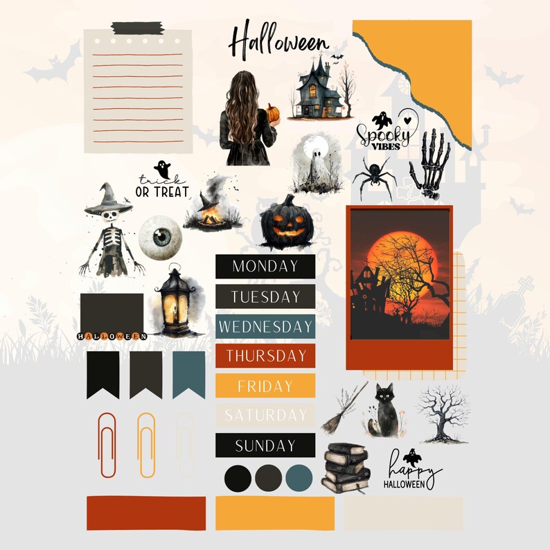 HALLOWEEN GOODNOTES STICKERS, Digital Stickers, Halloween Digital ...