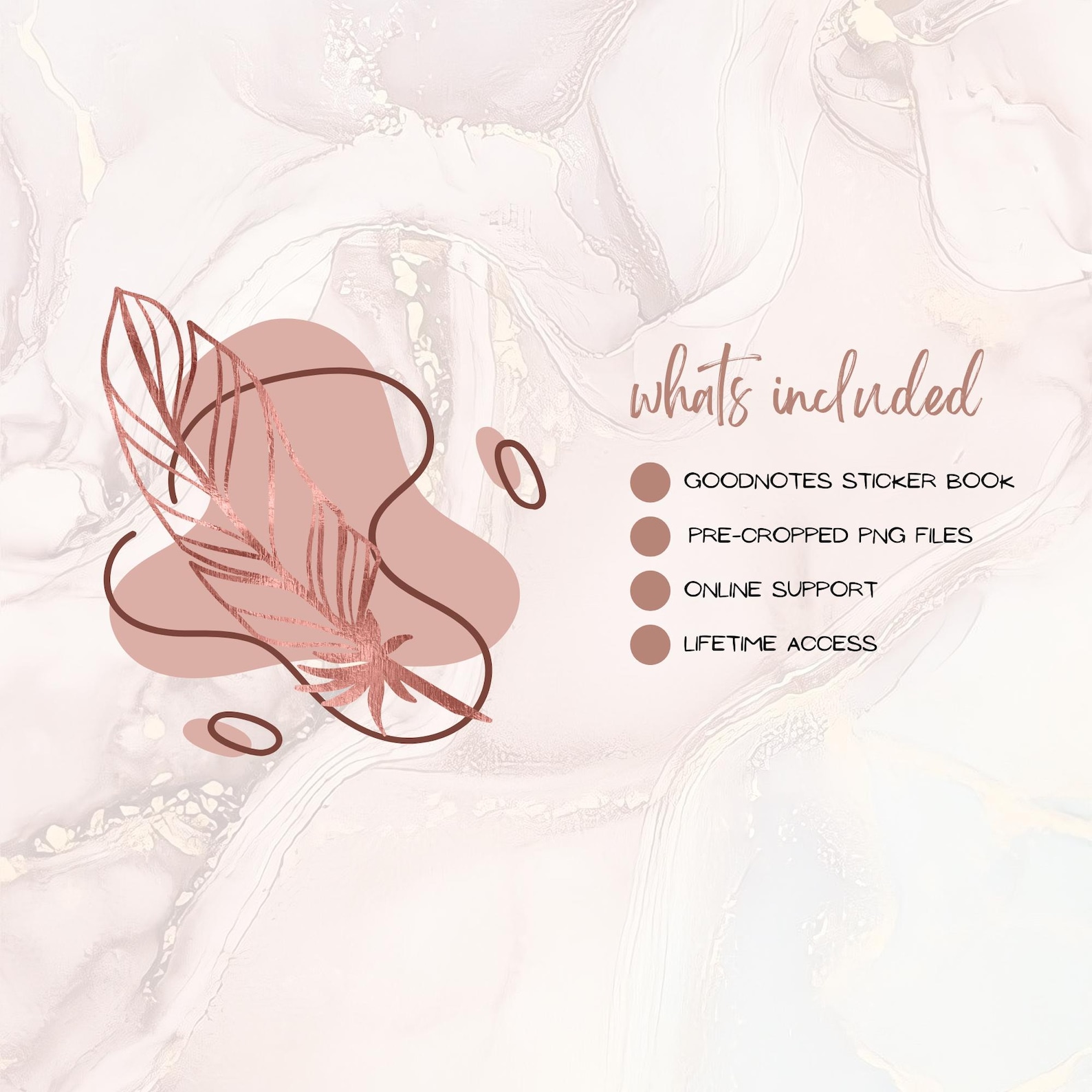 Rose Gold Goodnotes Stickers, Digital Planner, Journaling (PNG & PDF ...