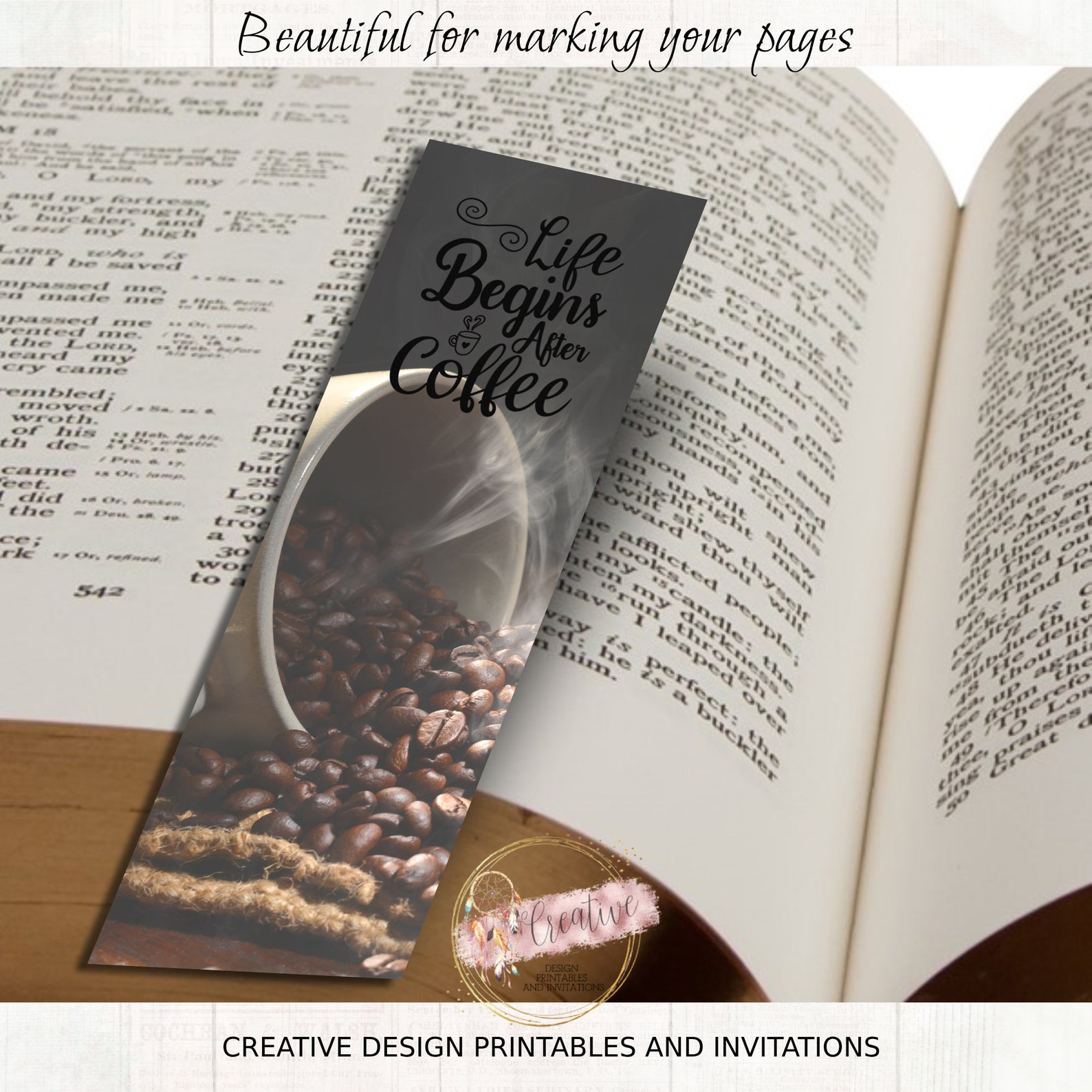 COFFEE Printable BOOKMARKS Set of 5,instant Digital Download for Craft ...