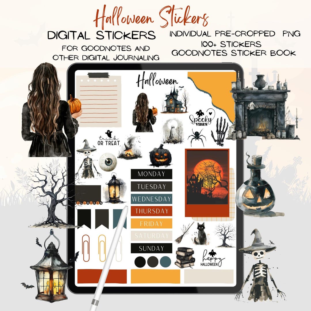 Halloween Goodnotes Stickers, Digital Journaling, iPad Planner (PNG) - Etsy