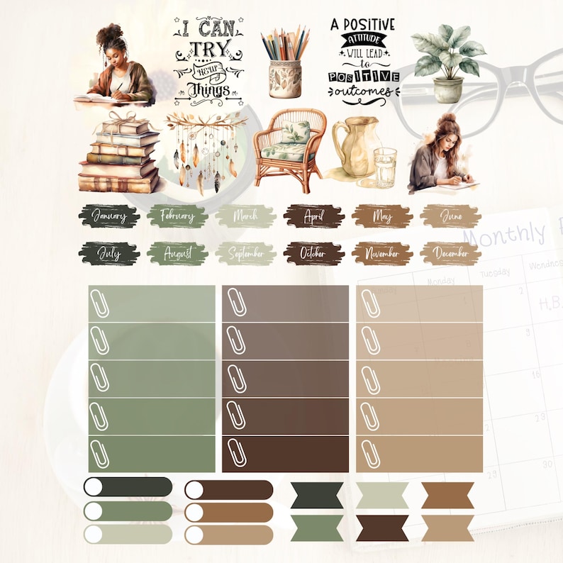 Boho Digital Planner Stickers, Goodnotes Stickers (PNG) - Etsy
