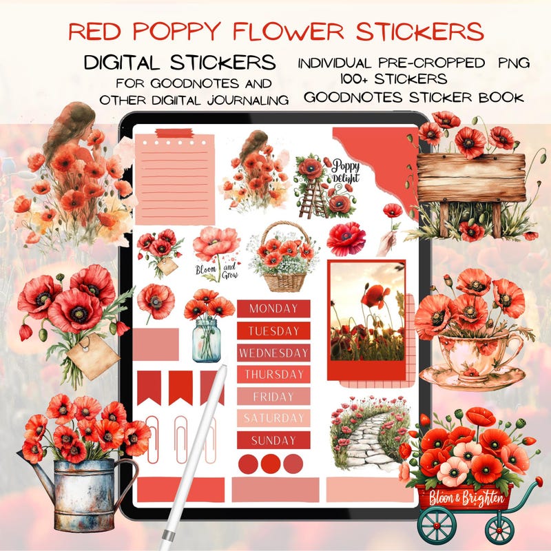 Poppy Flower Wall Decal - Etsy