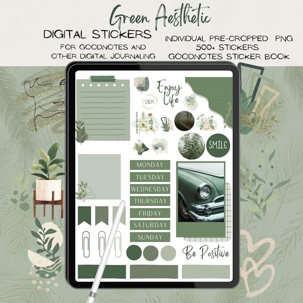 Green Aesthetic Stickers - Etsy