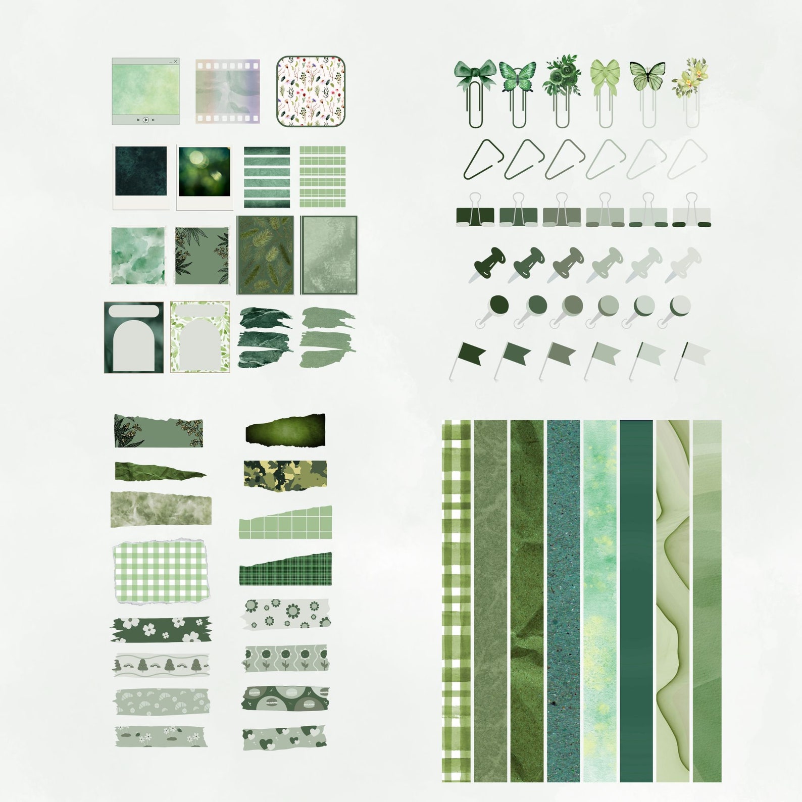 GREEN Aesthetic GOODNOTES STICKERS, Digital Stickers, Green Digital ...
