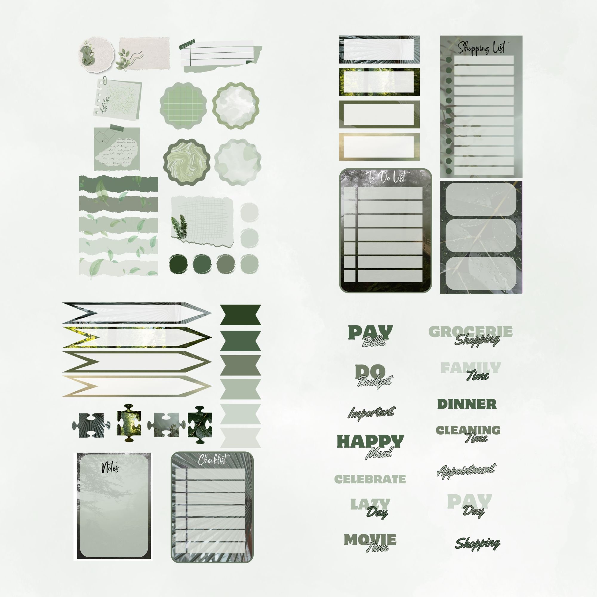 GREEN Aesthetic GOODNOTES STICKERS, Digital Stickers, Green Digital ...