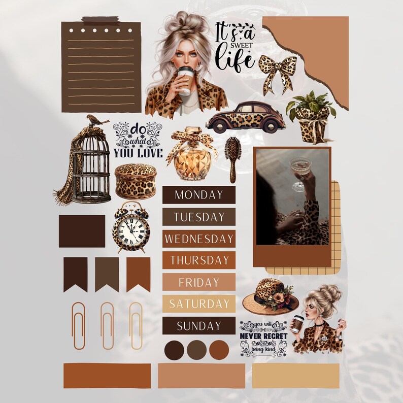 LEOPARD Print GOODNOTES Stickers,denim Digital Stickers,leopard Print ...