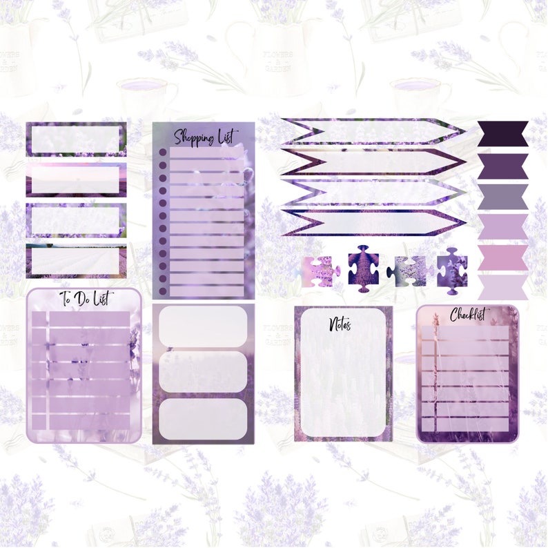 Lavender Purple Goodnotes Stickers, Digital Journaling (PDF & PNG) - Etsy